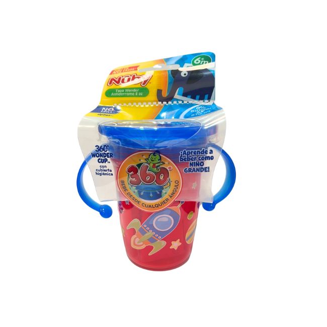 Taza Nuby Wonder Antiderrame 8 Onz 6M+ (vaso) Rojo - Peque Ayuda