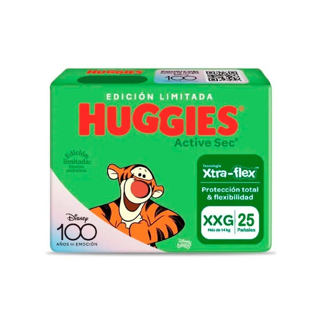 Pañal Huggies Active Sec Xtra-Flex XXG x 25 - Peque Ayuda