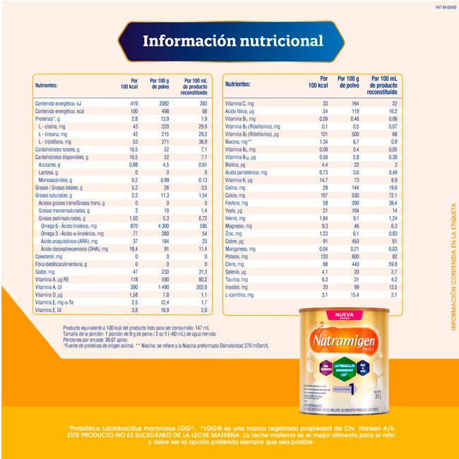 Fórmula Especializada Nutramigen con LGG - Lata de 357g (4 unidades ...