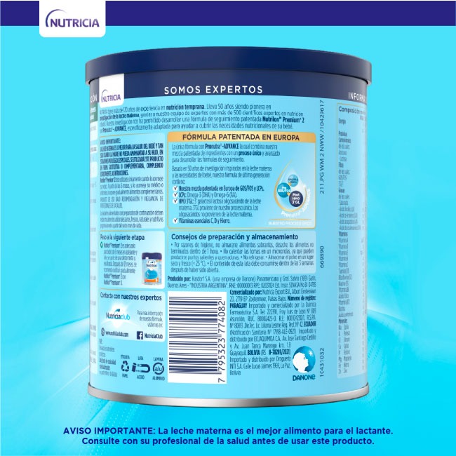 Nutrilon ® Premium+ 2 Fórmula de seguimiento, Lata de 400g - Peque Ayuda