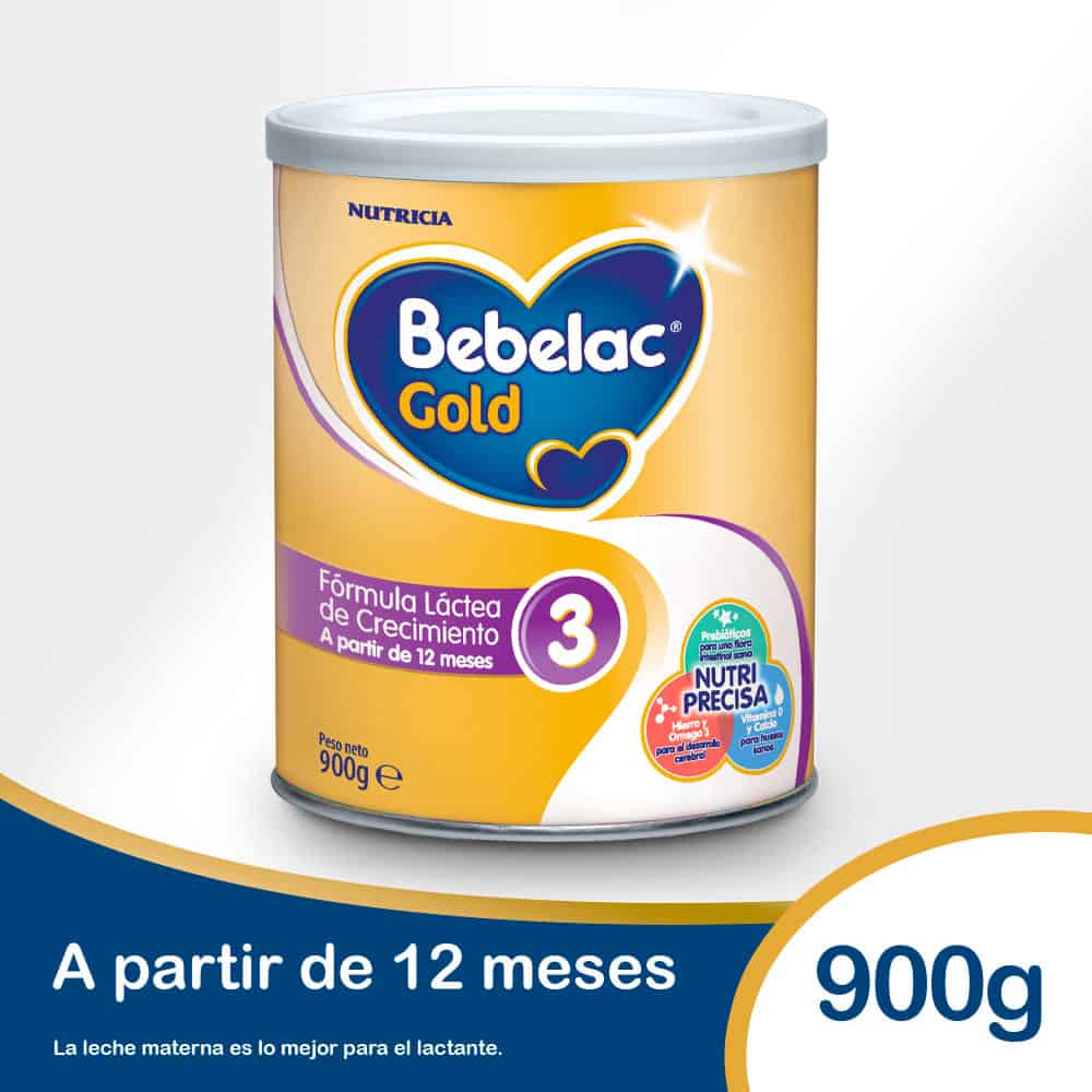Bebelac ® Gold 3 Fórmula láctea de crecimiento, Lata de 900g - Peque Ayuda