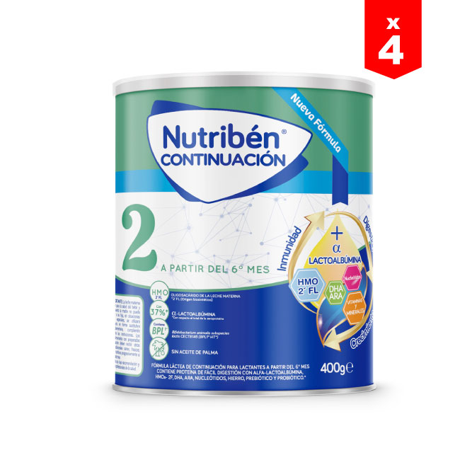 Leche Nutribén Continuación Proalfa Etapa 2 x 400g (4 unidades) - Peque ...