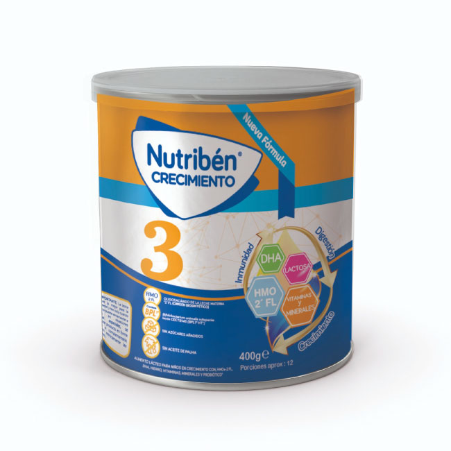 Leche Nutribén Crecimiento HMO 2 FL Etapa 3 x 400g - Peque Ayuda