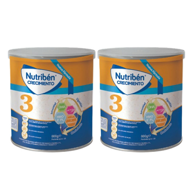 Leche Nutribén Crecimiento HMO 2 FL Etapa 3 x 800g (2DA 50% DSCTO ...