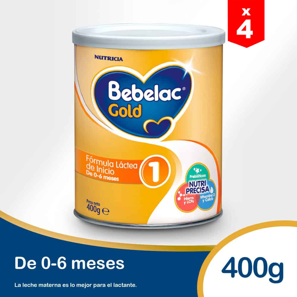 Bebelac ® Gold 1 Fórmula láctea de inicio, Lata de 400g (4 unidades ...