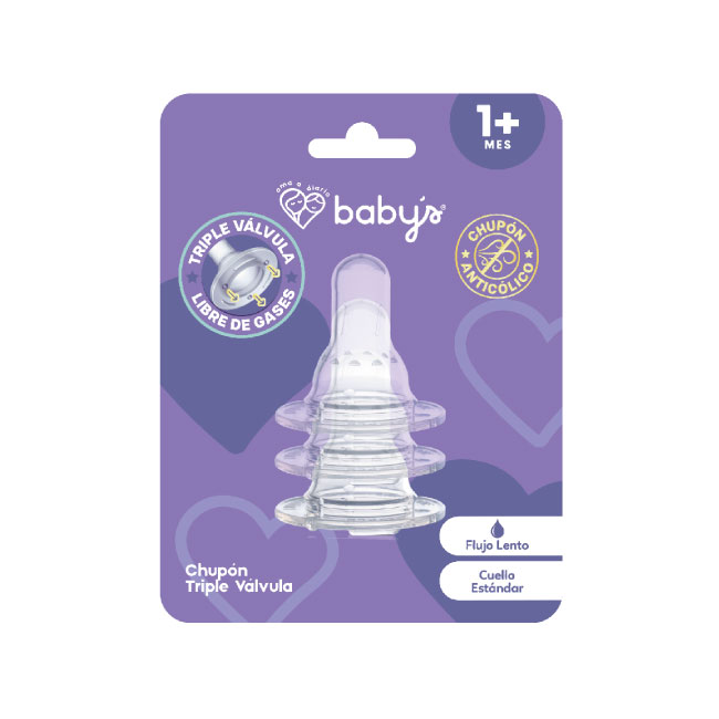 Chupón Babys Silicón Cuello Estándar Flujo Lento 1m+ x 3 unidades ...