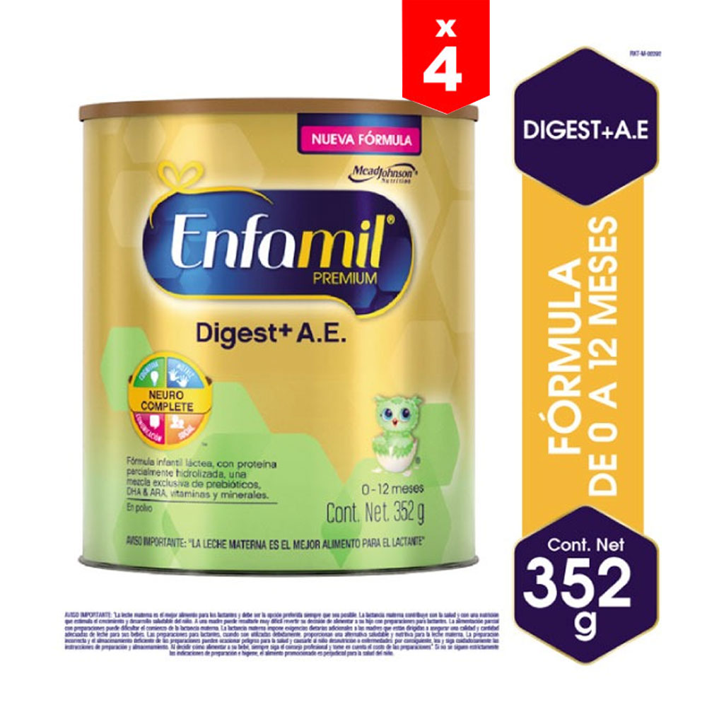 Fórmula Infantil Enfamil Premium Digest + AE - Lata 352g (4 unidades ...