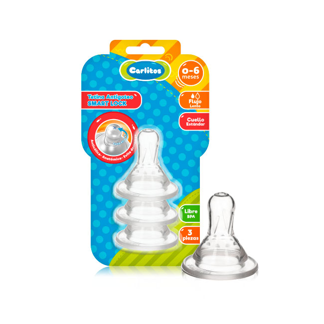 Chupón Carlitos Silicón Cuello Estándar Tetina Antigoteo Smart Lock x 2 ...