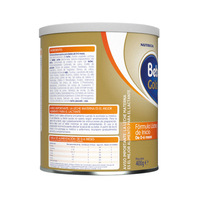 Bebelac ® Gold 1, Fórmula láctea de inicio en polvo para bebés.