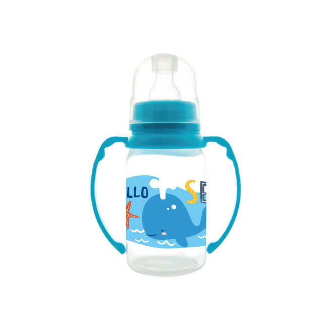 Biberón Babys 5 Oz Con Agarradera Celeste Ballena 3m+ - Peque Ayuda
