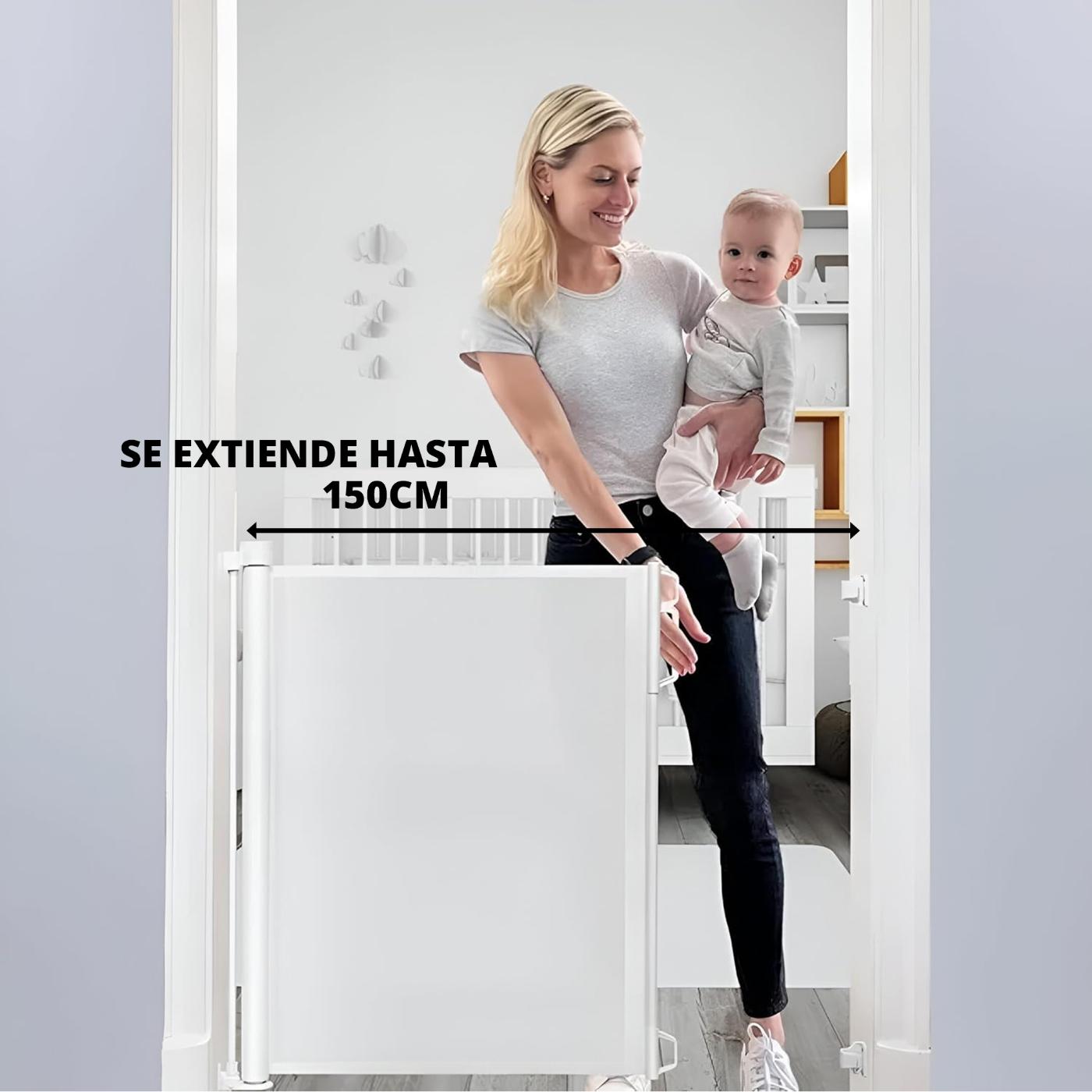 Baranda o Puerta Retráctil para bebés Blanca 140 x 86cm (reja) Úpale ...