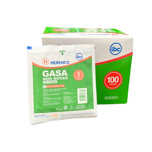 Gasa Herenco No Tejida Paquete 7.5 cm x 7.5 cm x 100 unidades (gasas ...