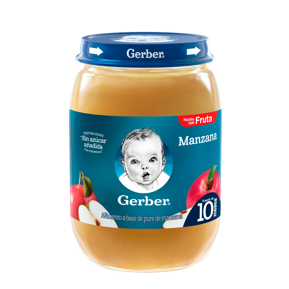 Compota GERBER® Alimento infantil Manzana Frasco 170g - Peque Ayuda