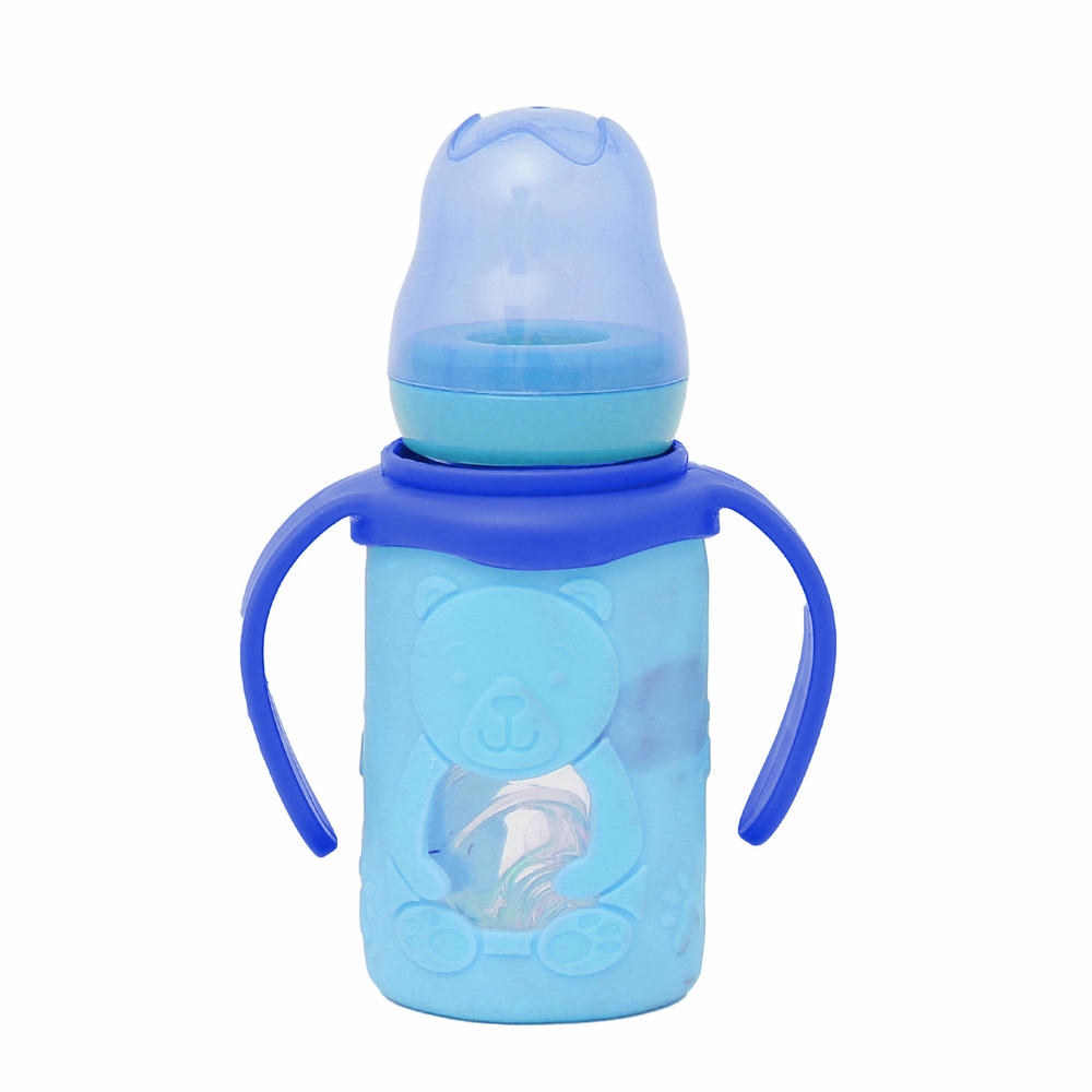 Biberón Baby Love Vidrio Oso Celeste - Azul x 120ml - Peque Ayuda