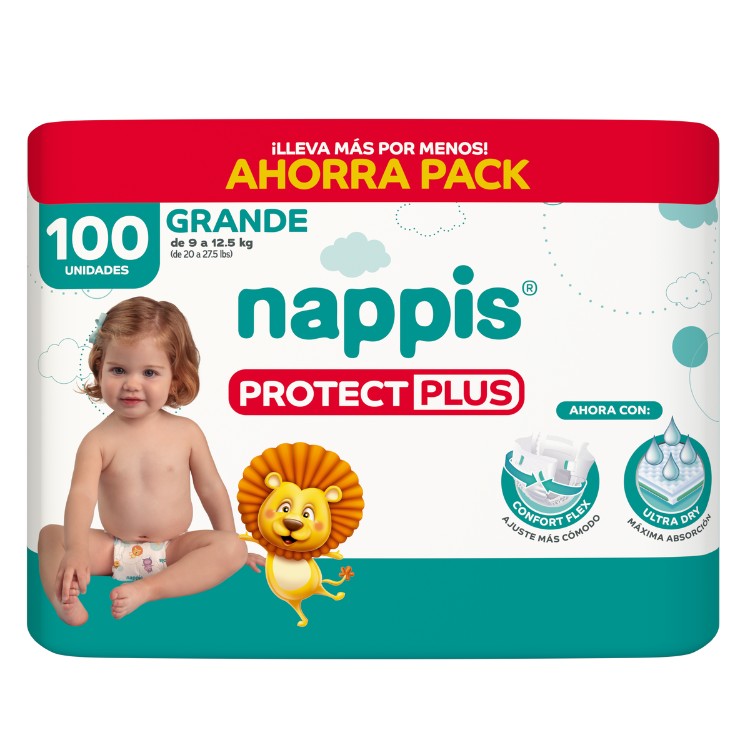 Pañal Nappis Protect Plus G x 100 (9 a 12,5 kg) - Peque Ayuda