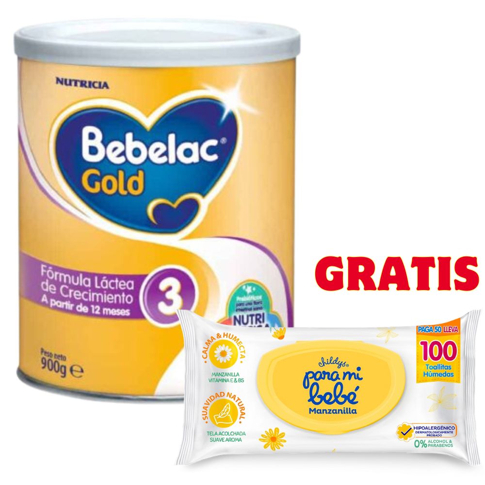 Bebelac ® Gold 3 Lata de 900g + Pañitos Para mi Bebé x 100 GRATIS ...