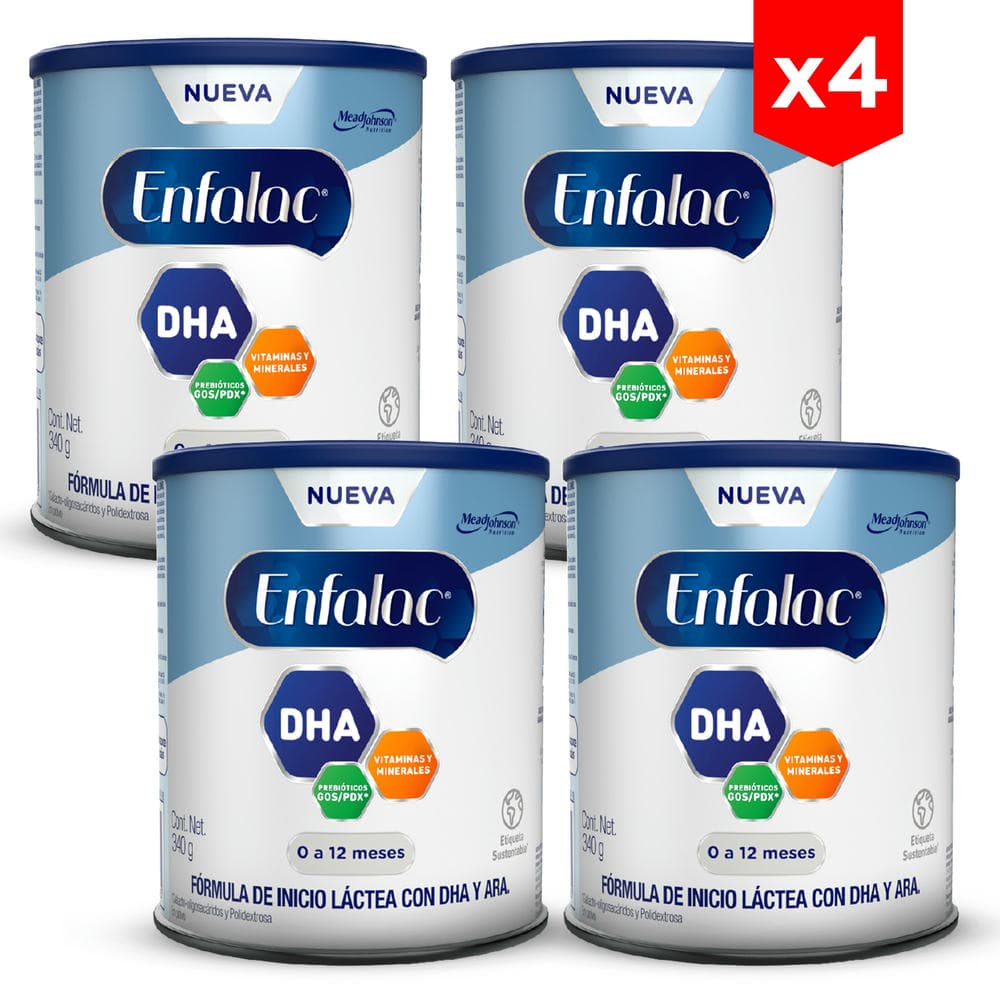 Enfalac ® Fórmula De Inicio Láctea Con DHA y ARA 340 Gramos (x4 Latas ...