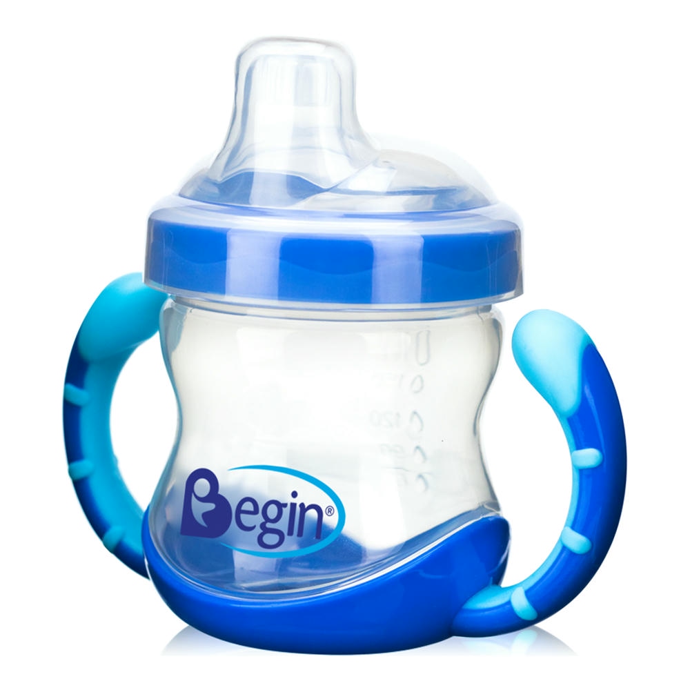 Vaso Begin Con Agarradera x 180ml Antiderrame Azul - Peque Ayuda