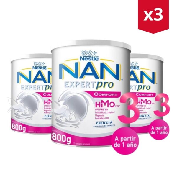 NAN® Comfort Etapa 3 Fórmula Infantil Lata 800g (x3 latas) Promoción - Peque Ayuda