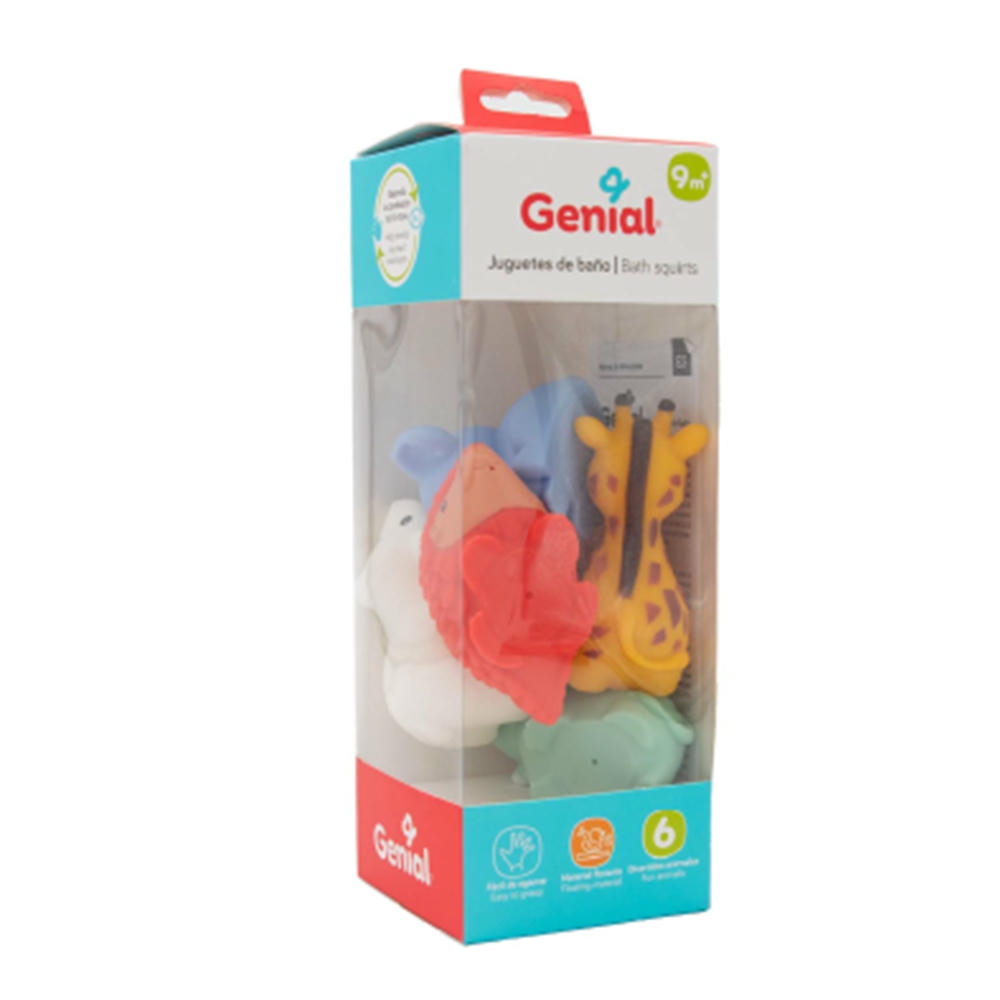 Juguete para Bebés de Baño x 6 Piezas Genial Animales de Selva 9M ...